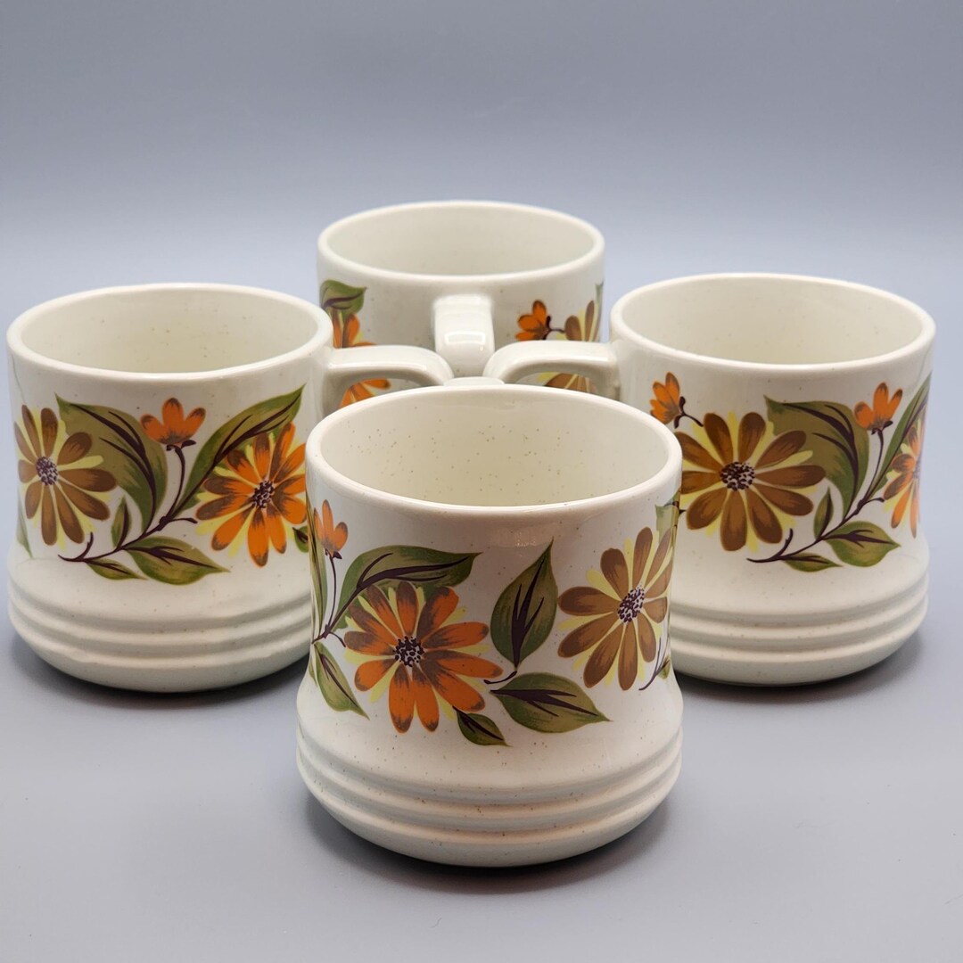 Vintage Capri Stoneware Mugs Set of 4 Bake, Serve, & Store Daisy ...