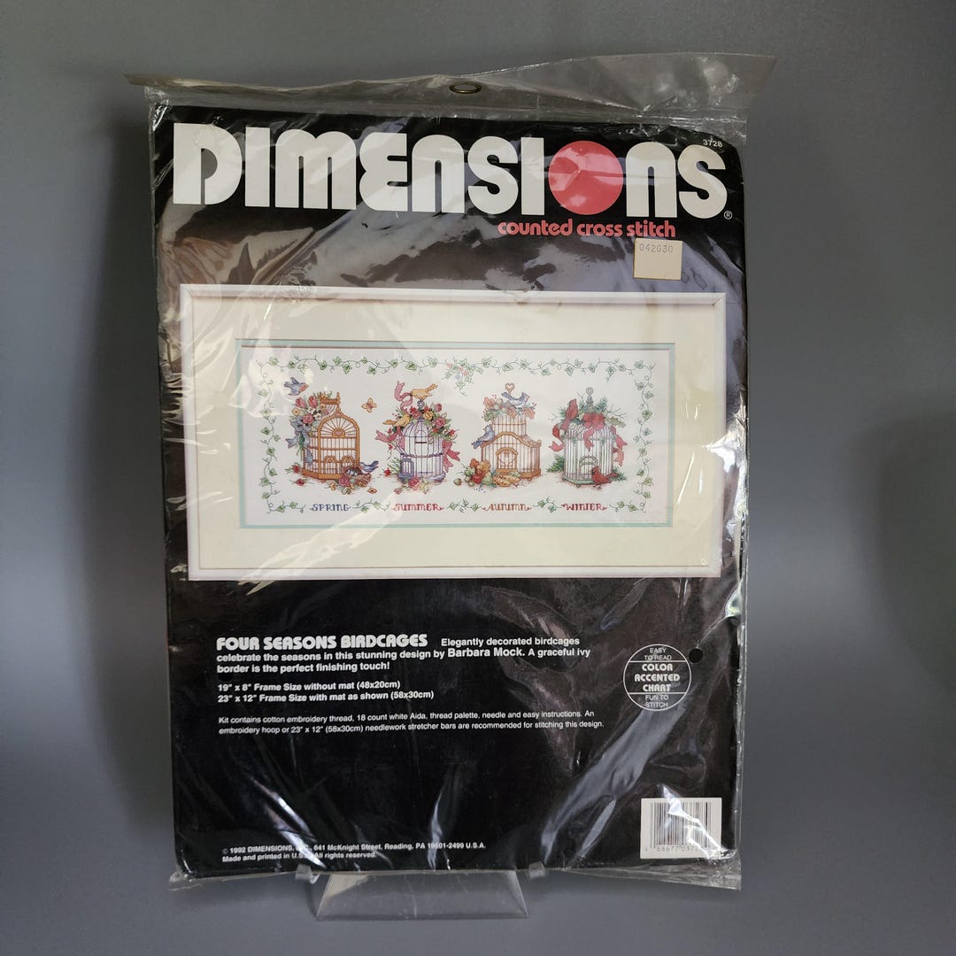 Vintage Cross Stitch Kit Four Seasons Birdcages Dimensions Craft Decor ...