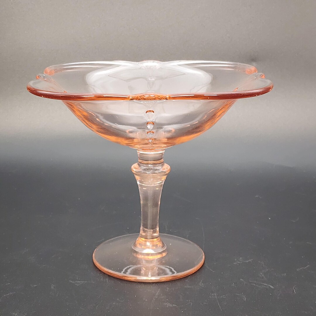 Pink Depression Glass Compote | Candy Dish | Shell Pattern | Square ...