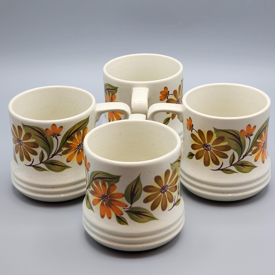 Vintage Capri Stoneware Mugs Set of 4 Bake, Serve, & Store Daisy ...