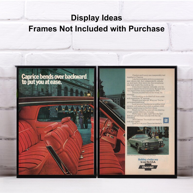 1970s Caprice 2 Page Advertisement | Classic Car | Retro Poster | Wall ...