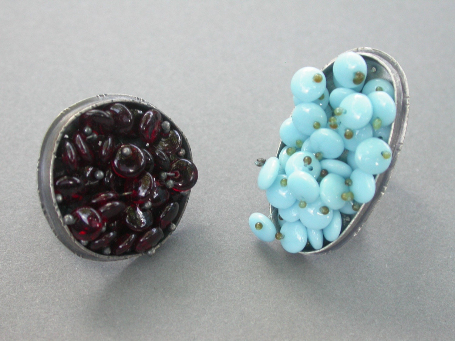 Blue Candy Dish Polyp Ring Blue Sculpture Ring Wearable Beads Large ...