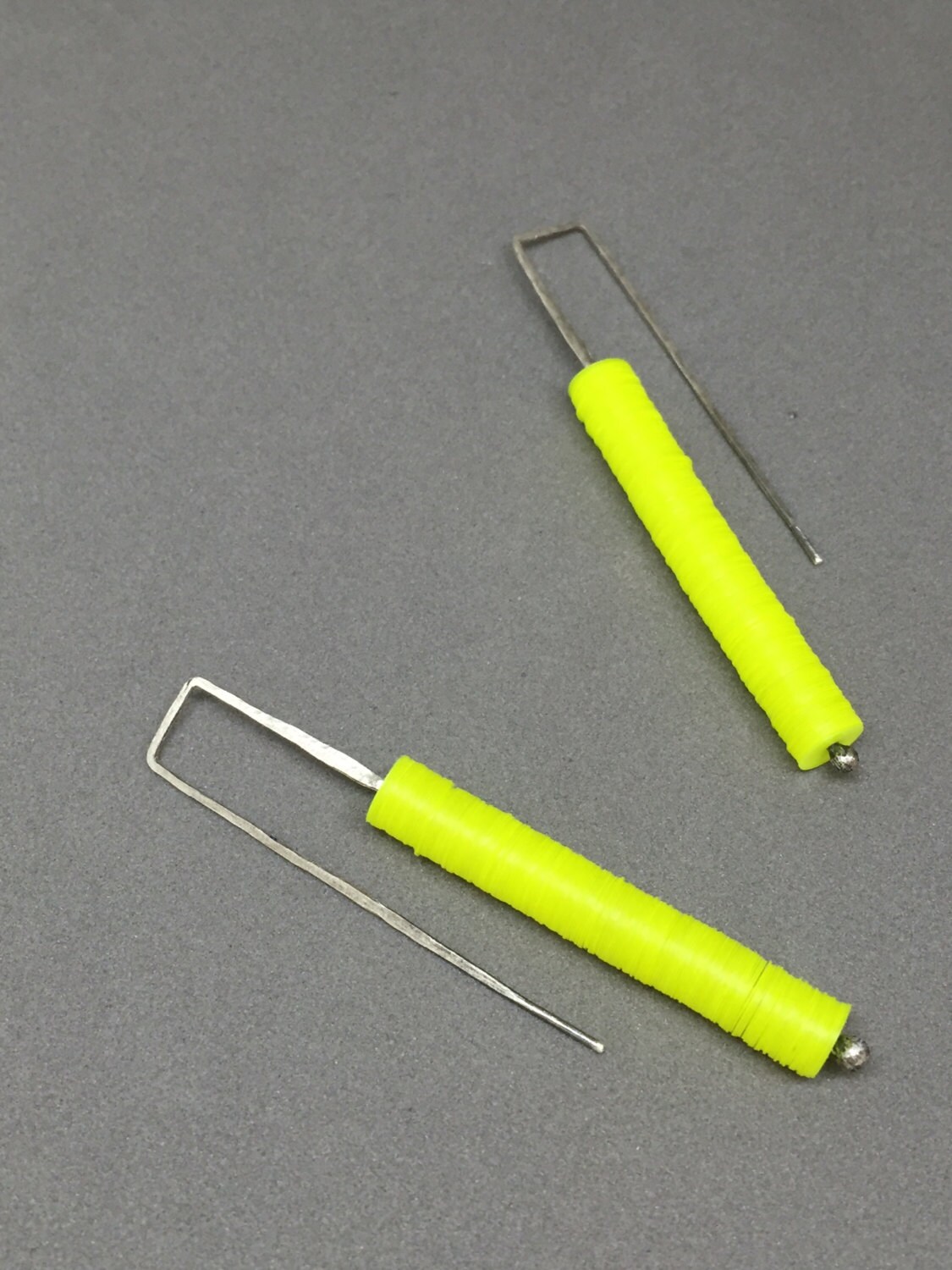 Neon Yellow Earrings Stacked Column Linear Pendulum Vintage Sequin ...