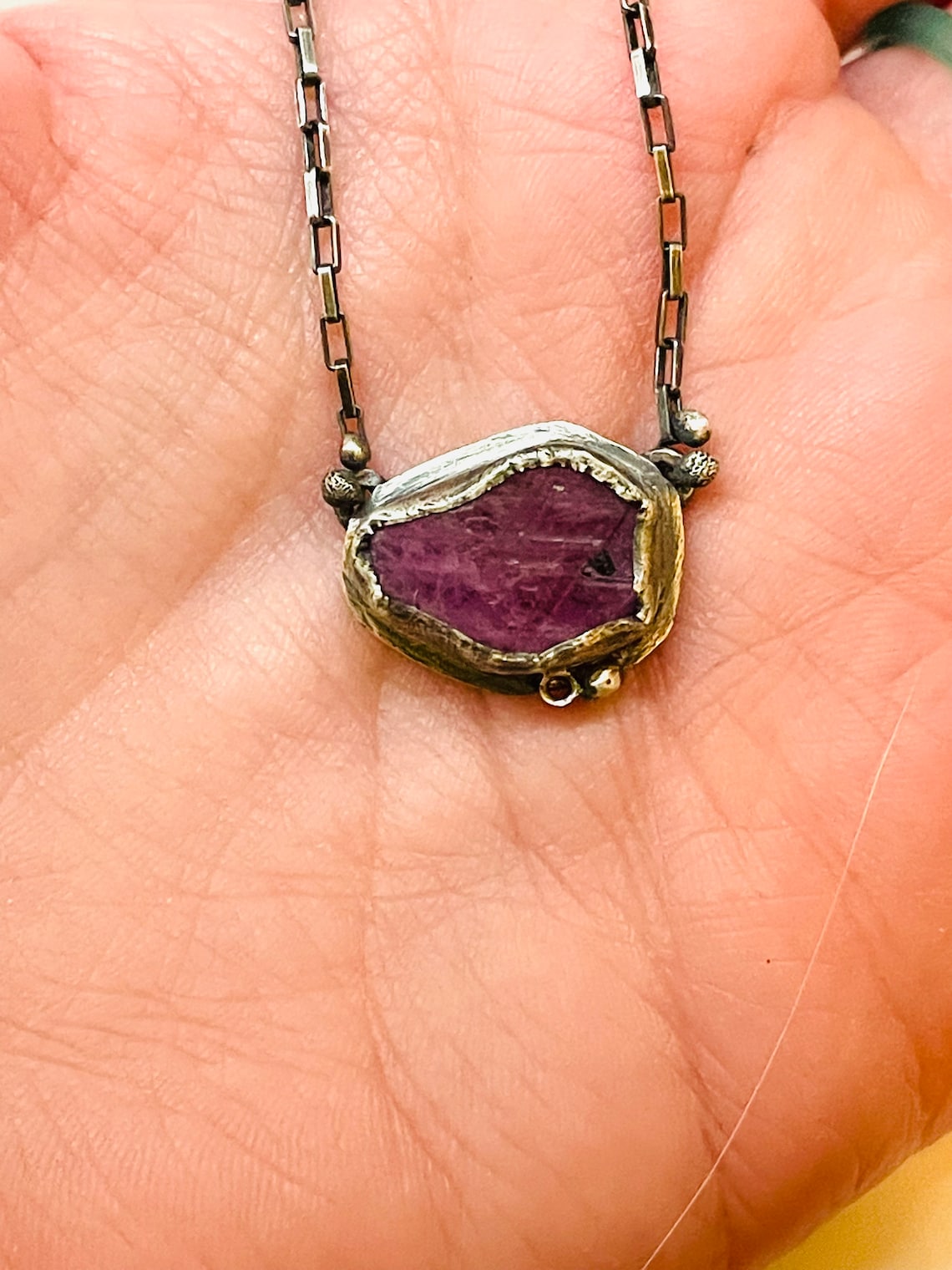 NEW Minis Gemstone Oxidized Sterling Silver Necklace Raw Ruby Quartz ...