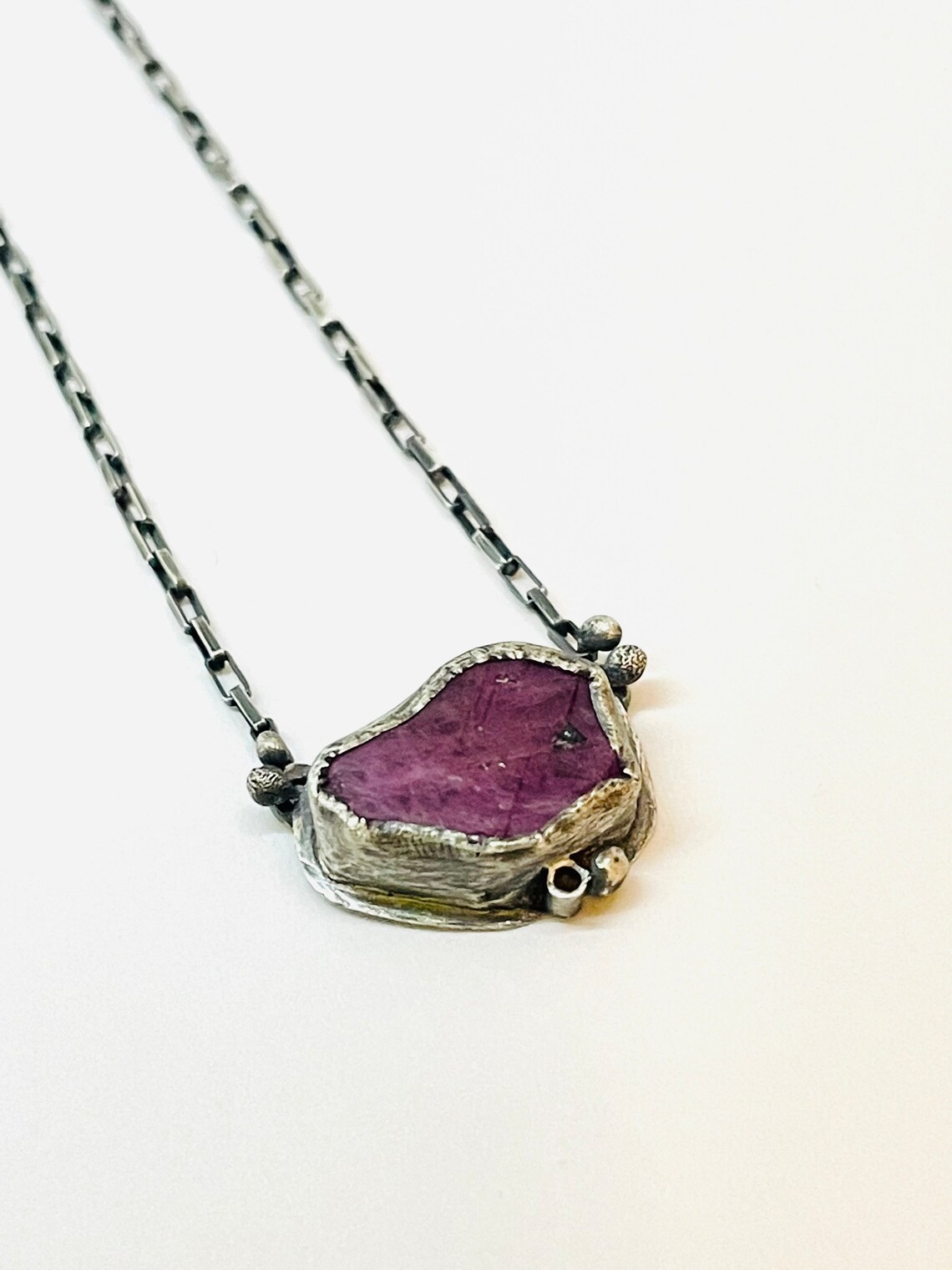 NEW Minis Gemstone Oxidized Sterling Silver Necklace Raw Ruby Quartz ...