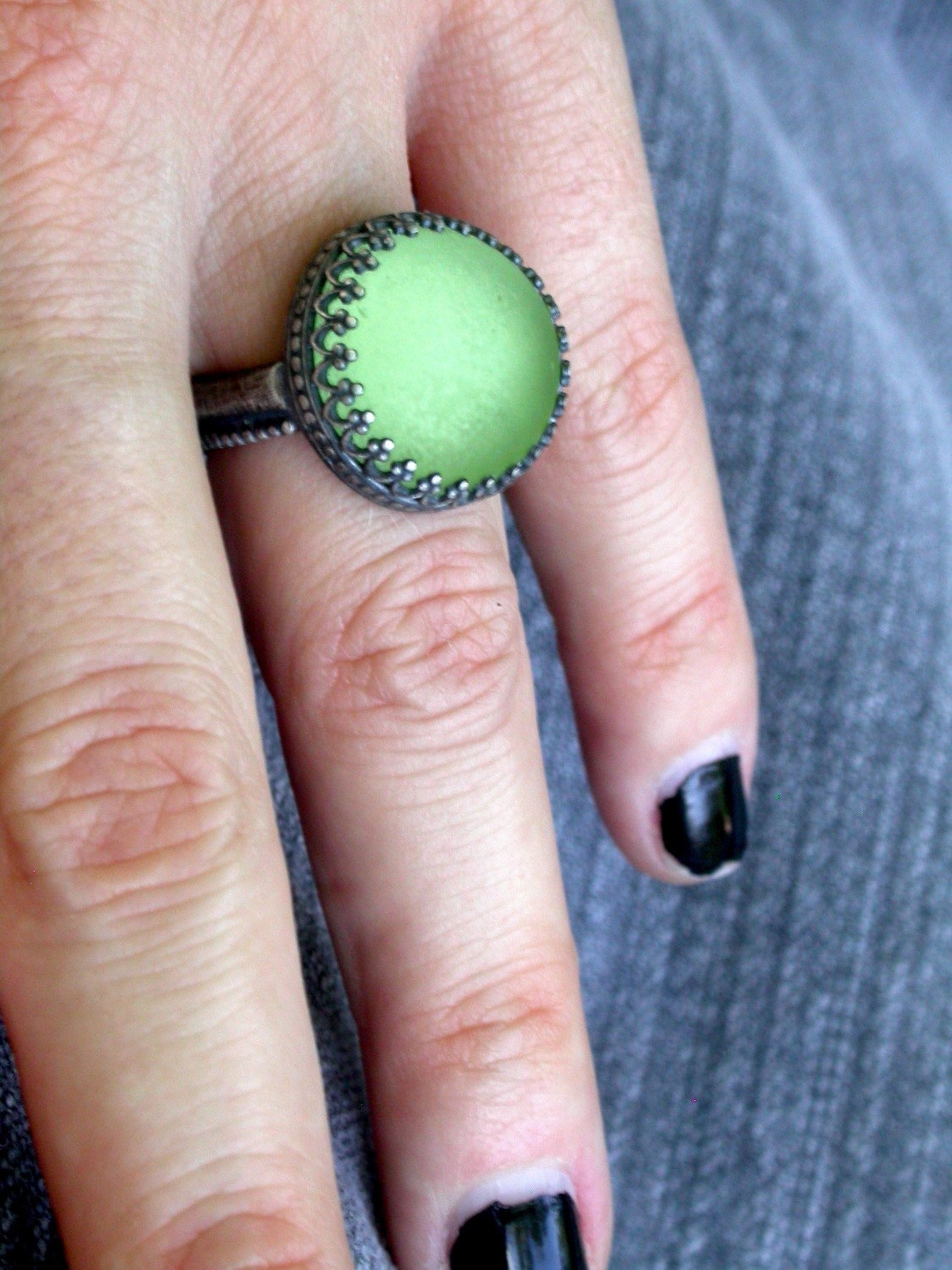 Limon Filigree Ring Icy Pale Lime Ring Metalwork Art Jewelry Everyday ...