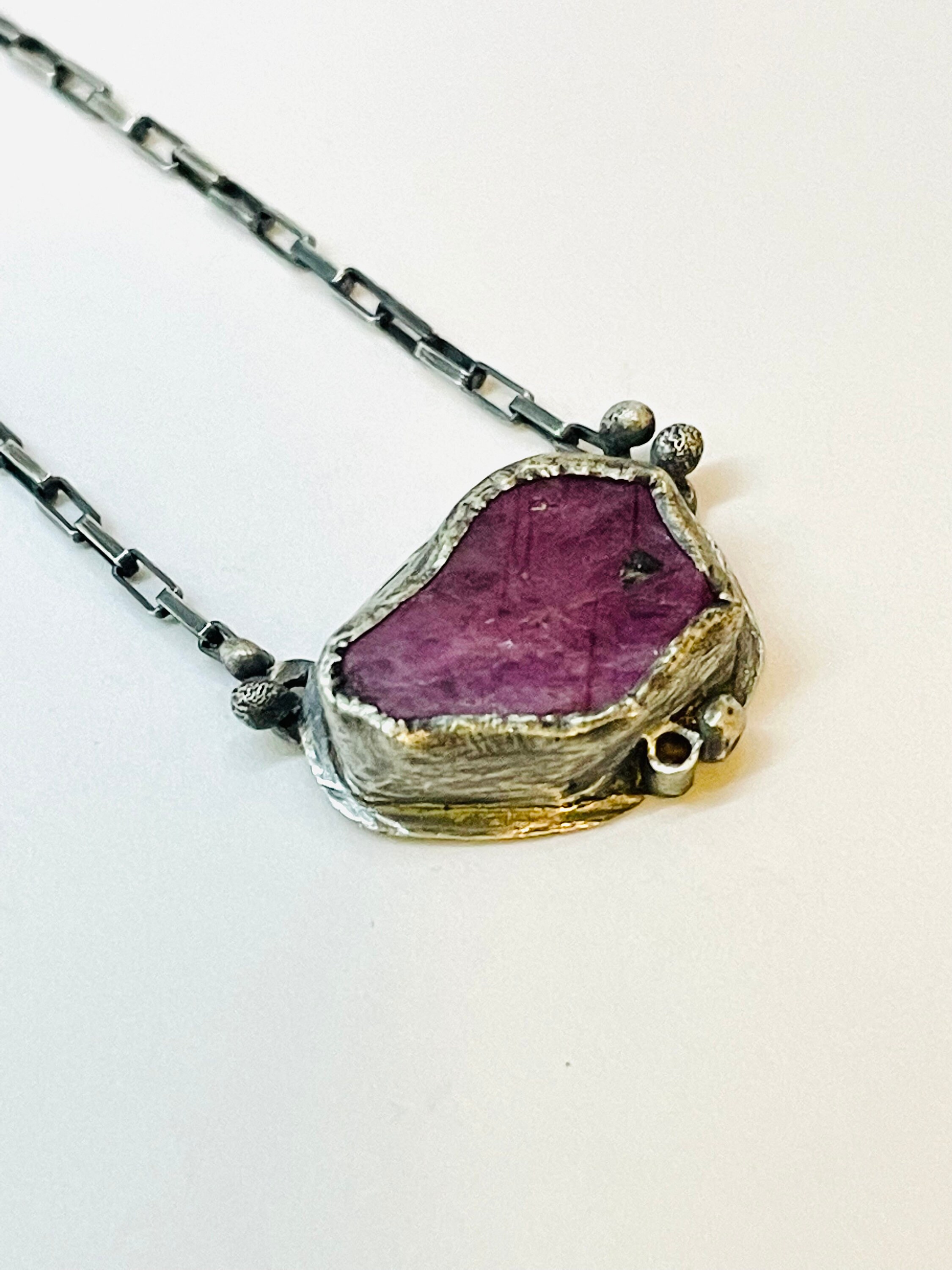 NEW Minis Gemstone Oxidized Sterling Silver Necklace Raw Ruby Quartz ...