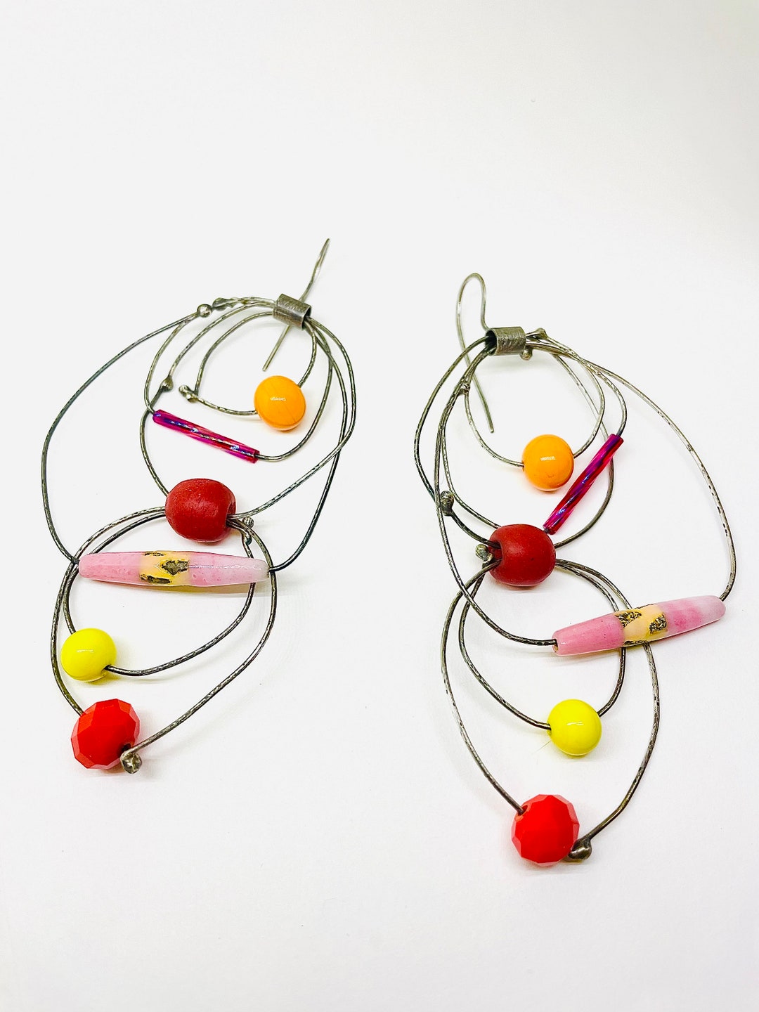 Circus Earrings Kinetic Earrings Oxidized Sterling Statement Earrings ...