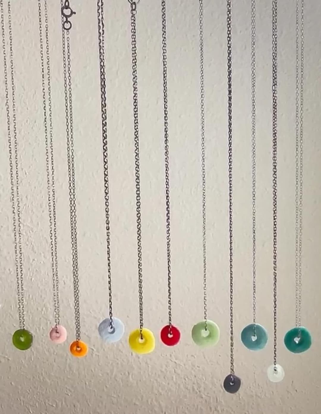 Pick Your Color Minimal Glass Charm Necklace Pop of Color Necklace ...