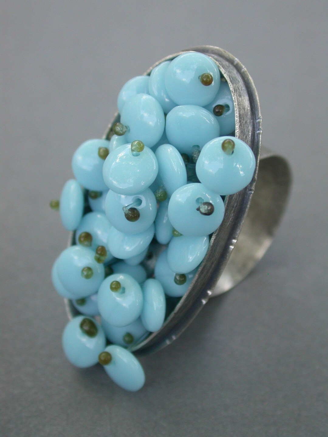 Blue Candy Dish Polyp Ring Blue Sculpture Ring Wearable Beads Large ...