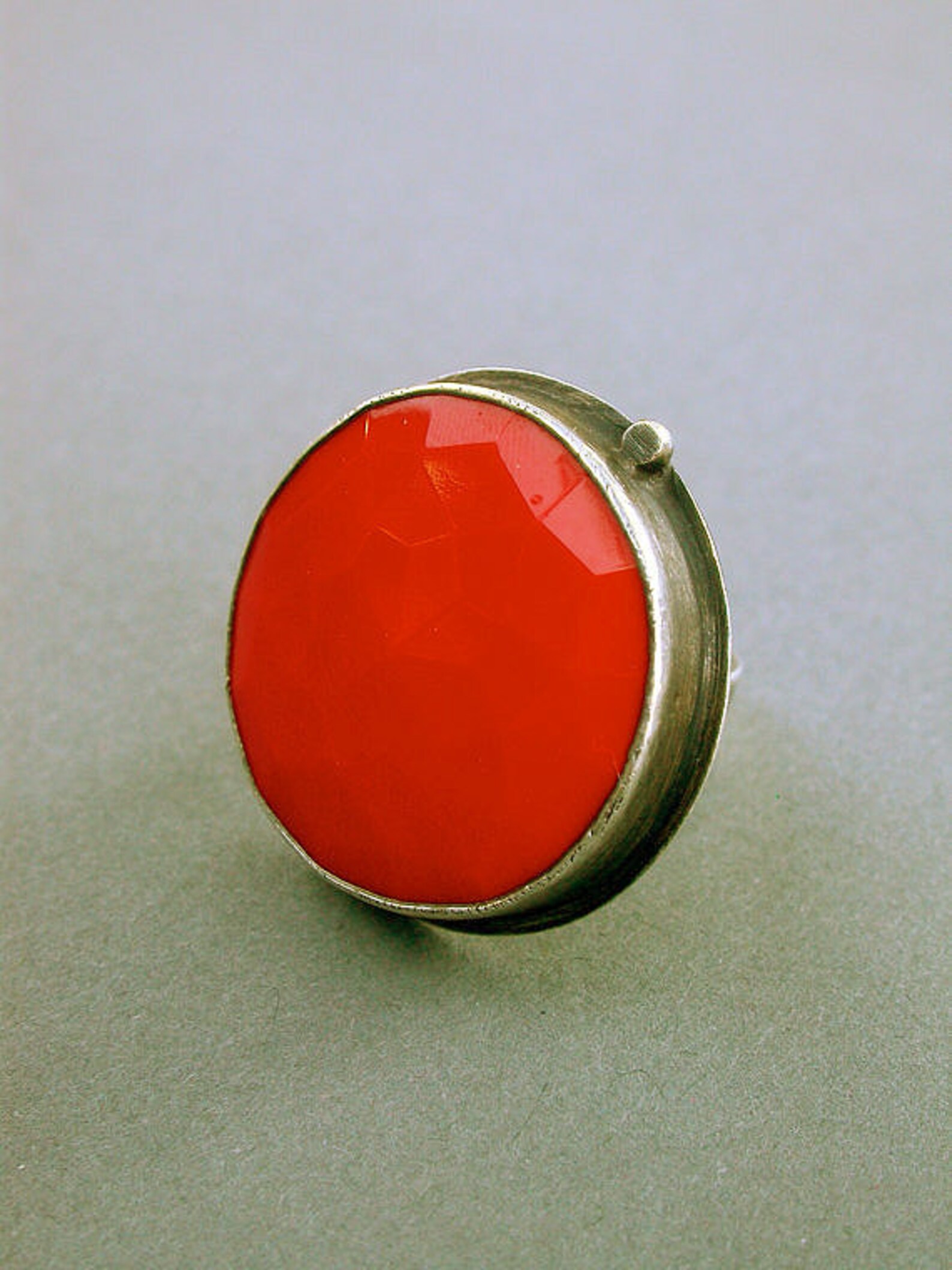 Hot Red Poppy Ring Bright Electric Red Neon Cocktail Ring Modern Funky ...