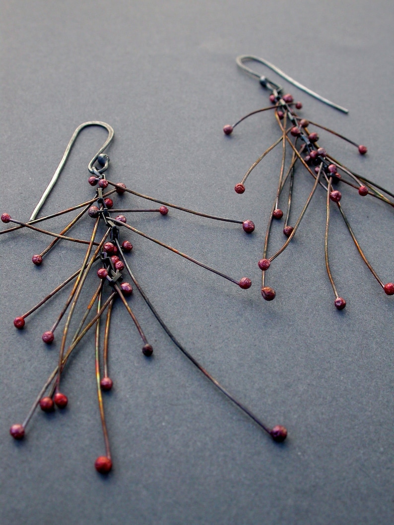 Dangle Earrings Kinetic Mobile Wearable Oxidized Sterling Raspberry ...