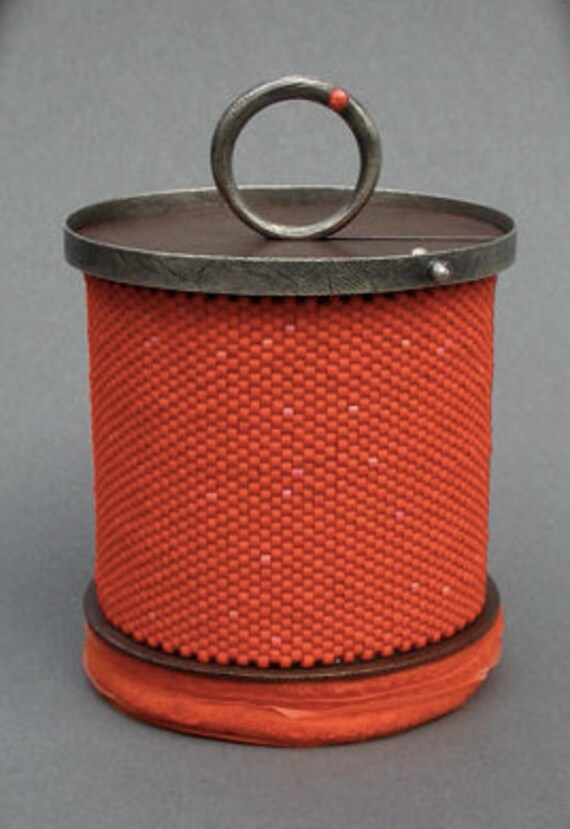 Orange Sculpture Beaded Jewelry Box Vessel Metal Box | Etsy