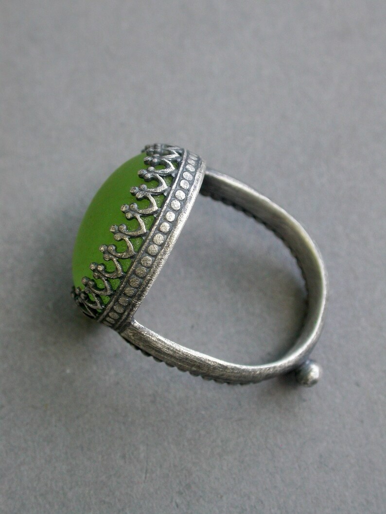 Limon Filigree Ring Icy Pale Lime Ring Metalwork Art Jewelry - Etsy