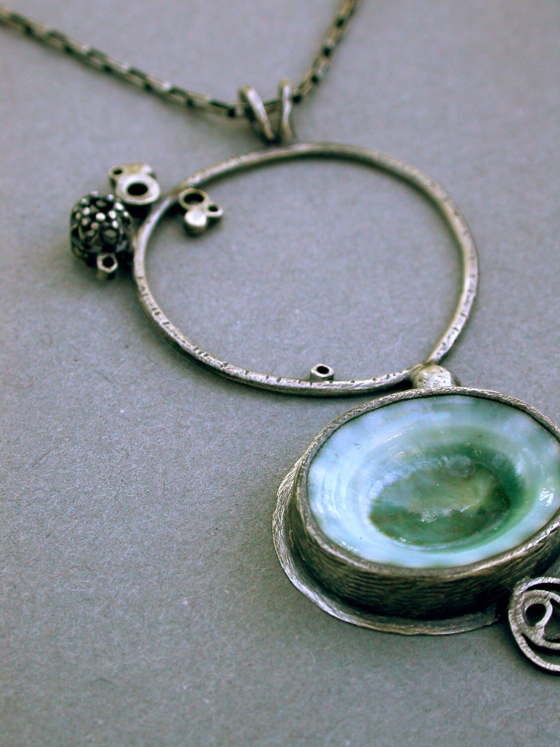 Shell Necklace Beachy Necklace Limpet Necklace Pendant Aqua Turquoise ...