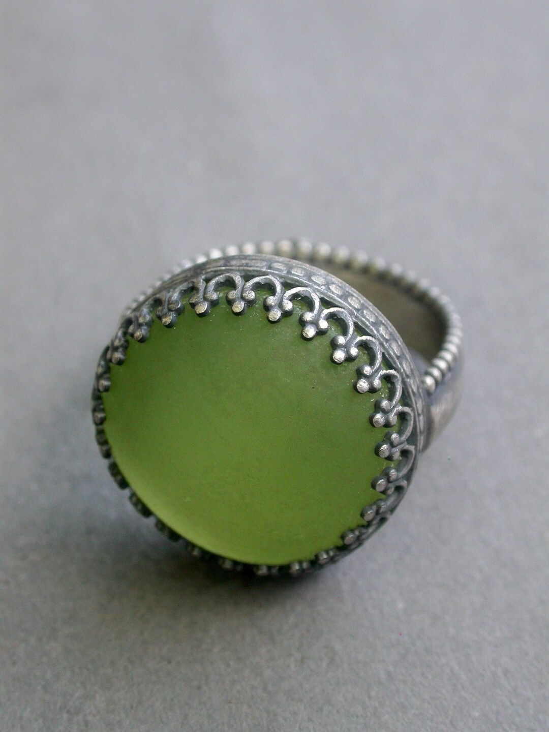 Limon Filigree Ring Icy Pale Lime Ring Metalwork Art Jewelry Everyday ...