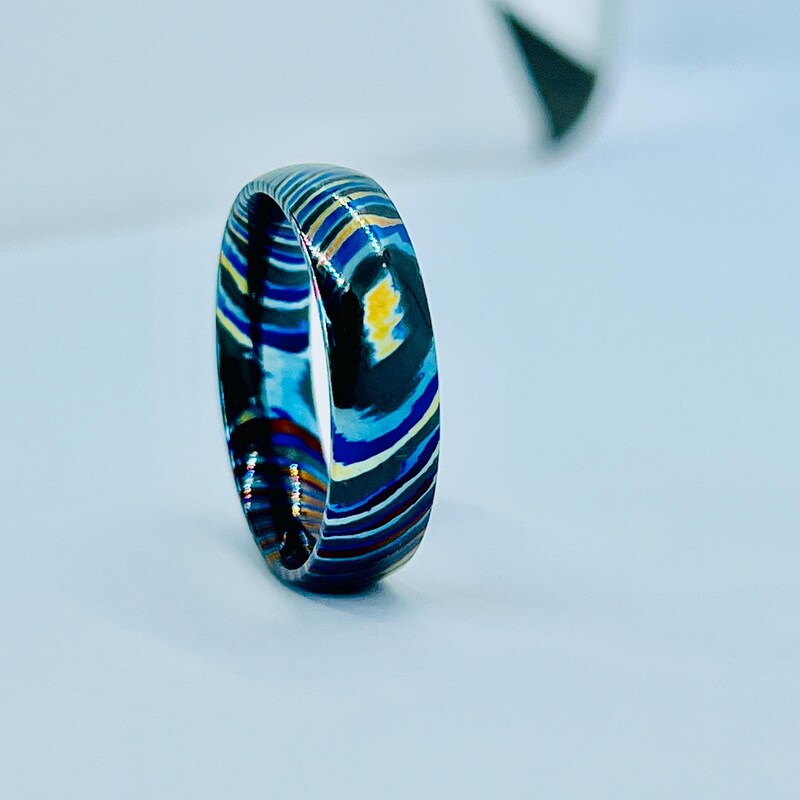 Titanium Damascus Ring - Etsy