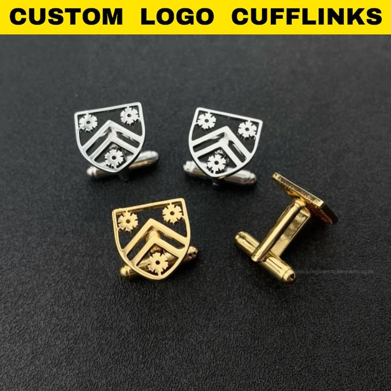 Custom Logo Cufflinks | Personalized Cufflink Gold Silver for Groomsmen ...
