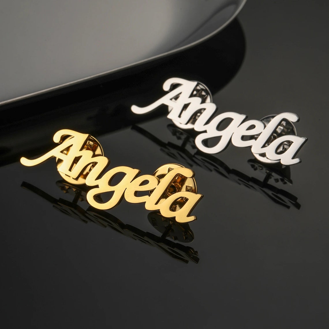 Personalized Name Brooch Pin | Stainless Steel Nameplate Jewelry - Etsy