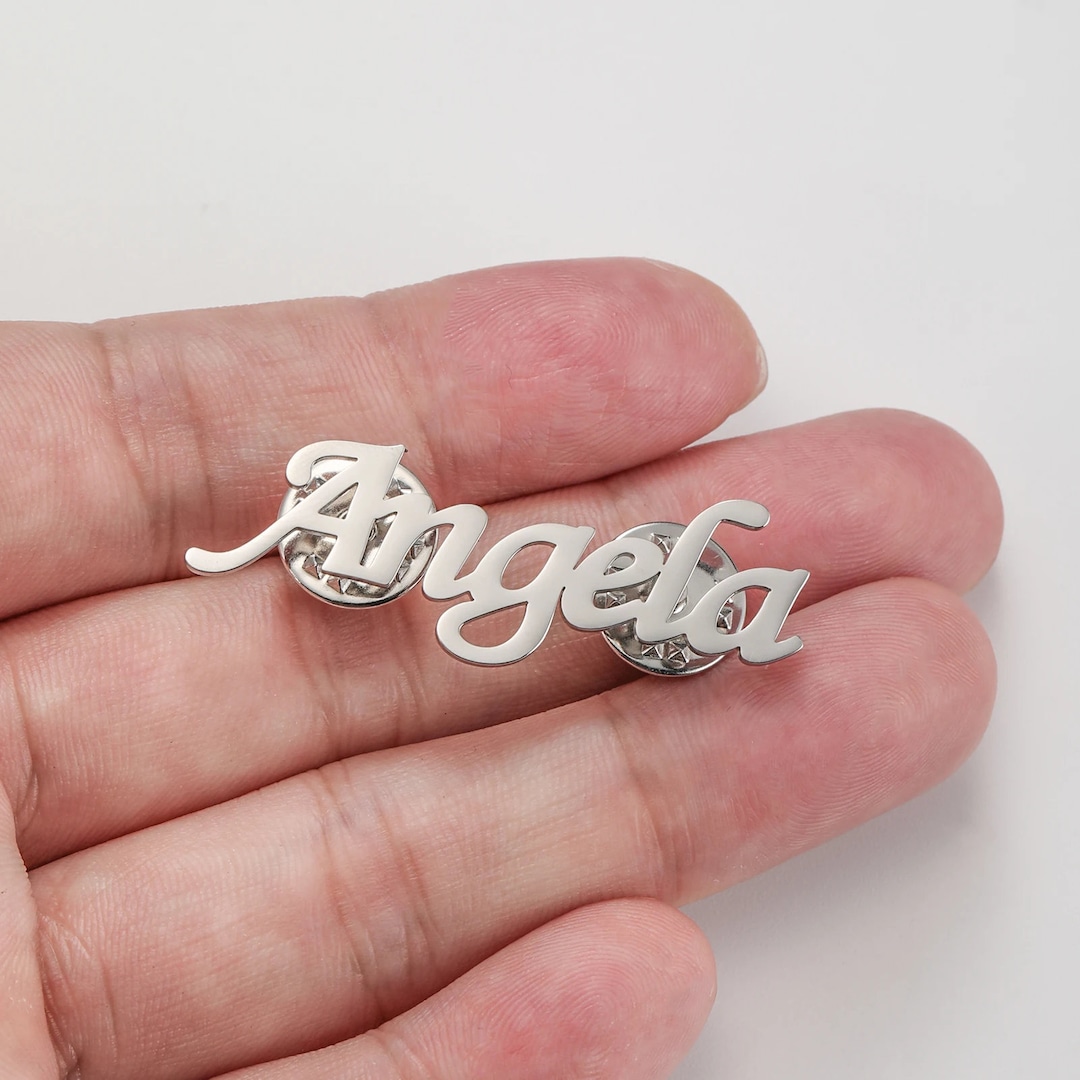 Personalized Name Brooch Pin | Stainless Steel Nameplate Jewelry - Etsy