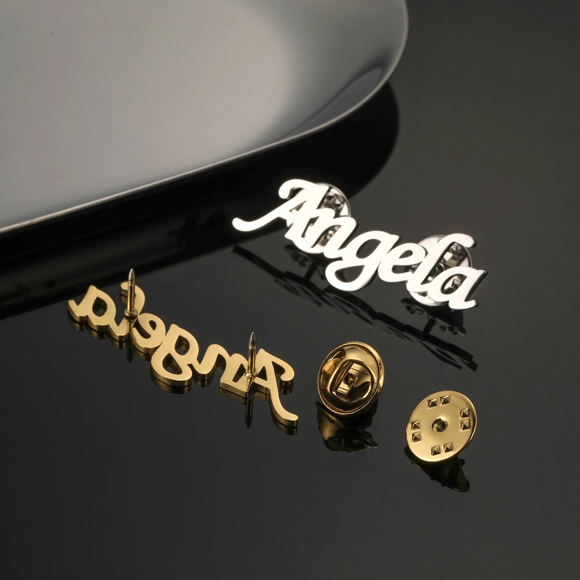 Personalized Name Brooch Pin | Stainless Steel Nameplate Jewelry - Etsy