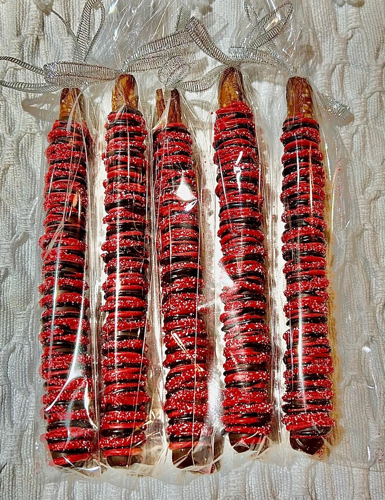 CHOOSE YOUR COLORS Chocolate/white Chocolate Decorated Pretzel Rods ...