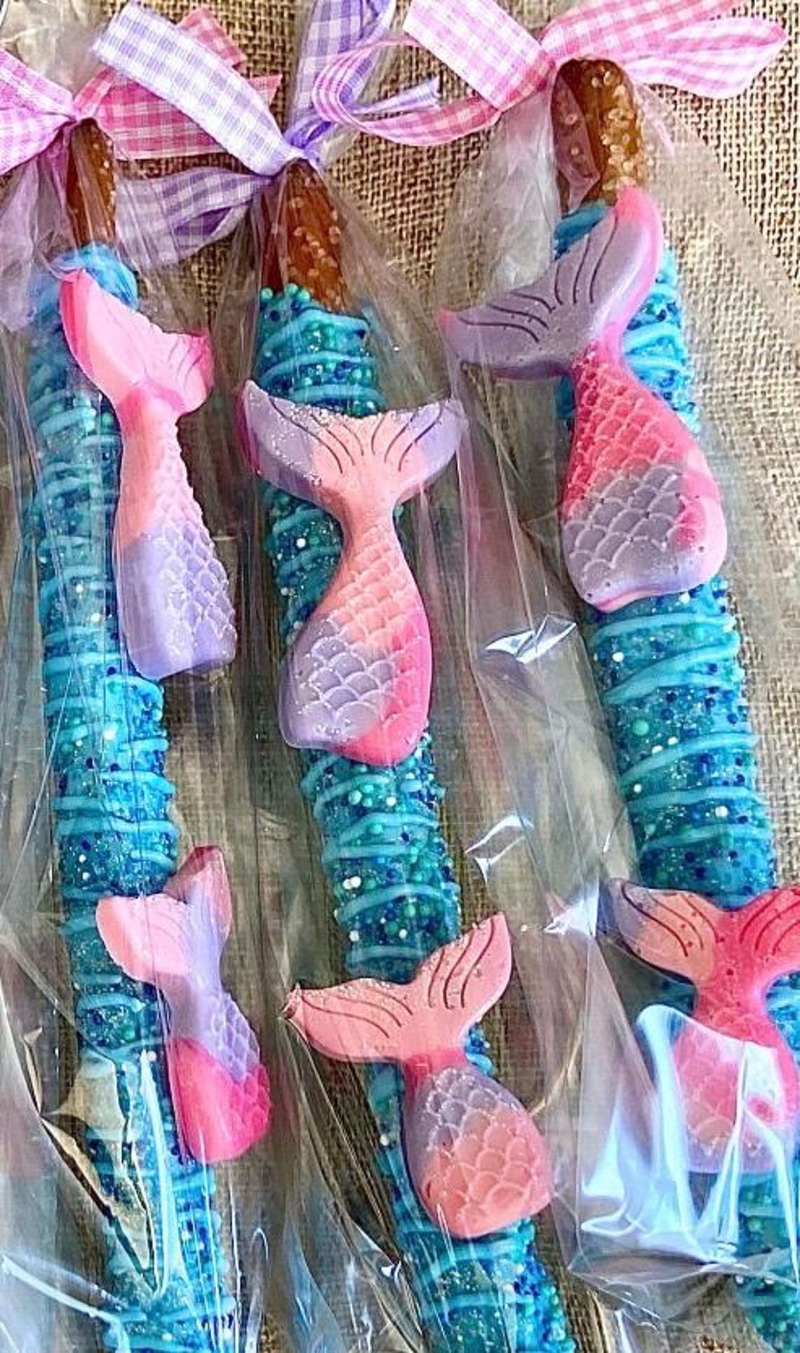 Mermaid Tails White Chocolate Pretzel Rods (set of 12) - Etsy