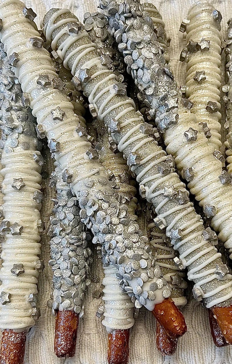 Holiday Themed Chocolate & White Chocolate Pretzel Rods (set of 12) - Etsy
