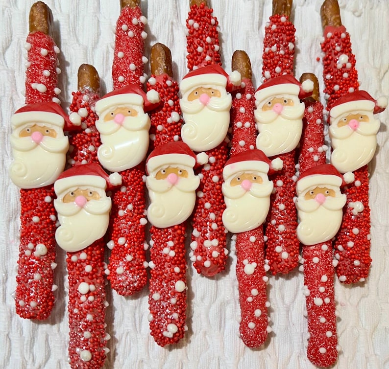 Holiday Themed Chocolate & White Chocolate Pretzel Rods (set of 12) - Etsy