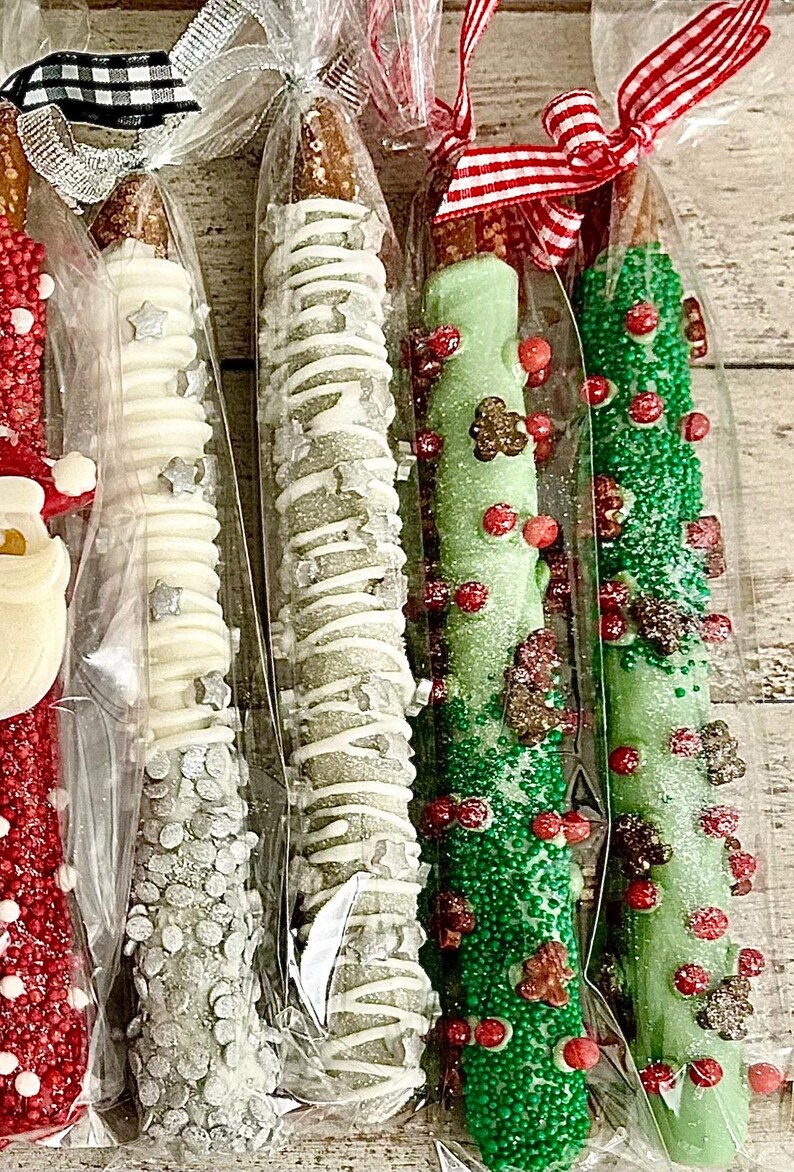 Holiday Themed Chocolate & White Chocolate Pretzel Rods (set of 12) - Etsy