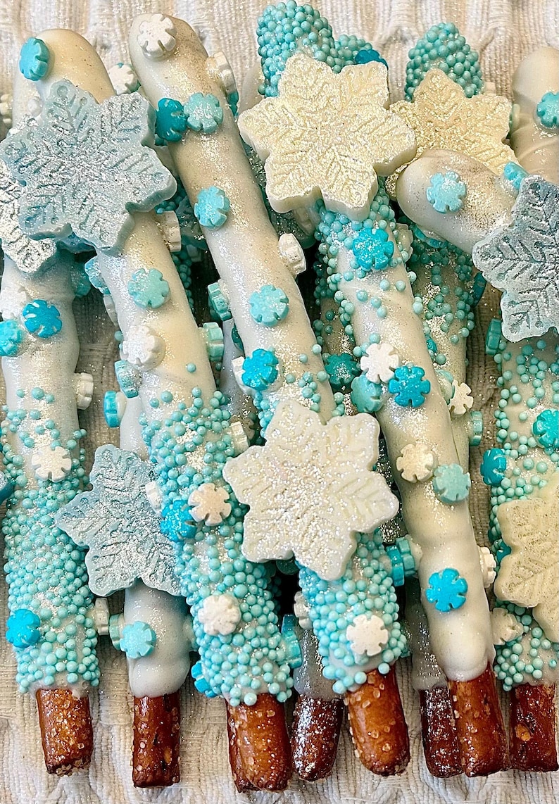Holiday Themed Chocolate & White Chocolate Pretzel Rods (set of 12) - Etsy