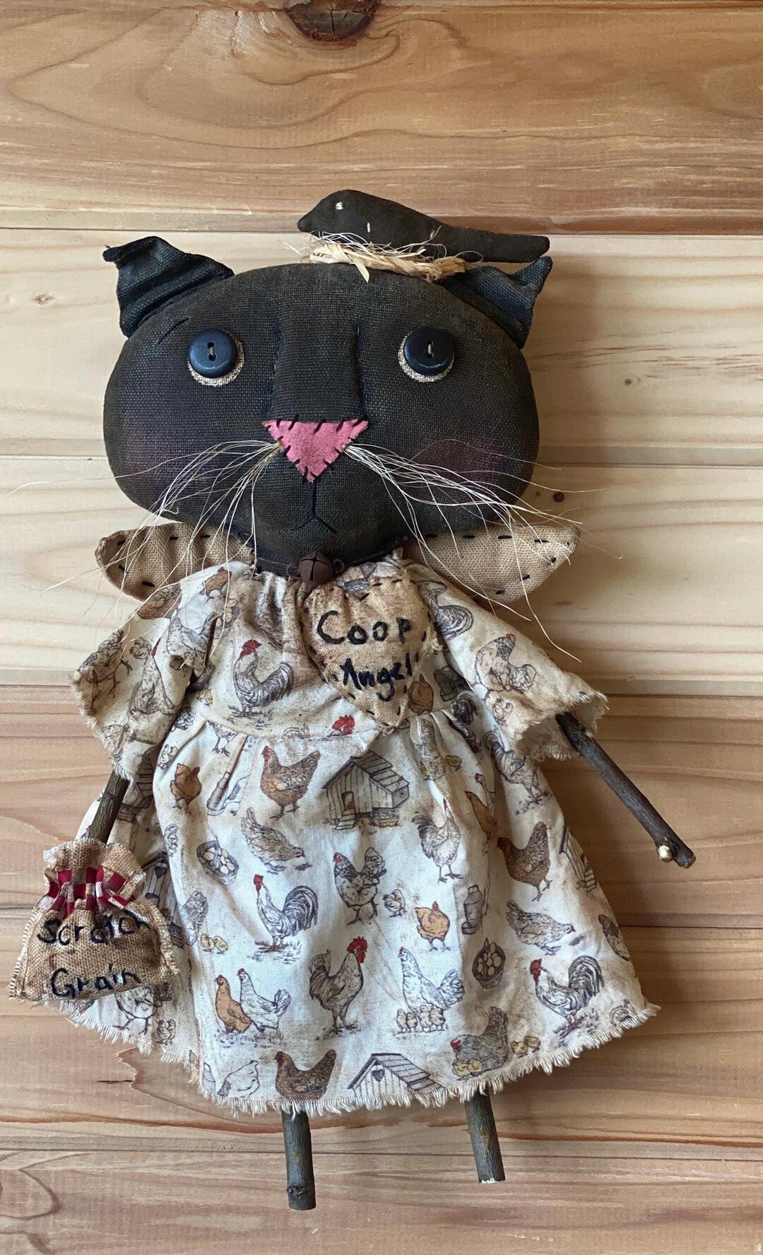 Primitive Grungy Stuffed Muslin Cat Chicken Coop Angel Doll - Etsy