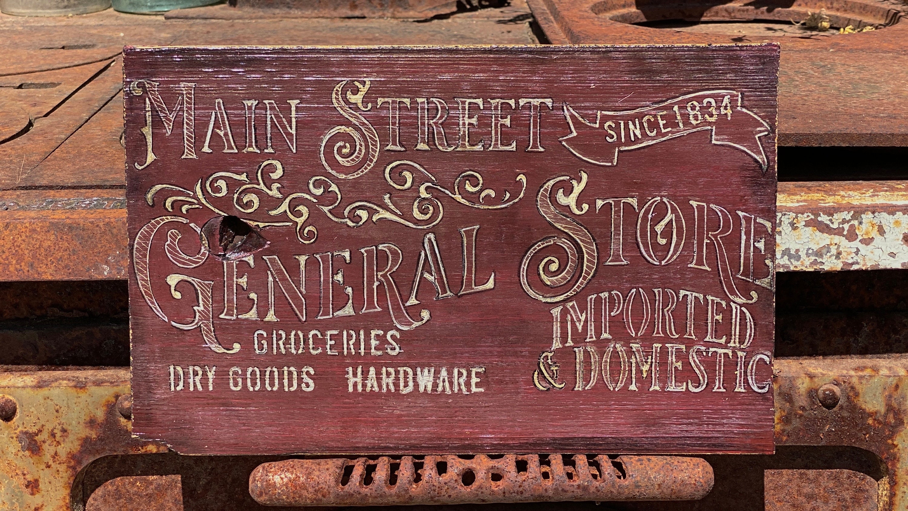 Primitive Old Fashioned Antiqued General Store Sign on Reclaimed Lap ...