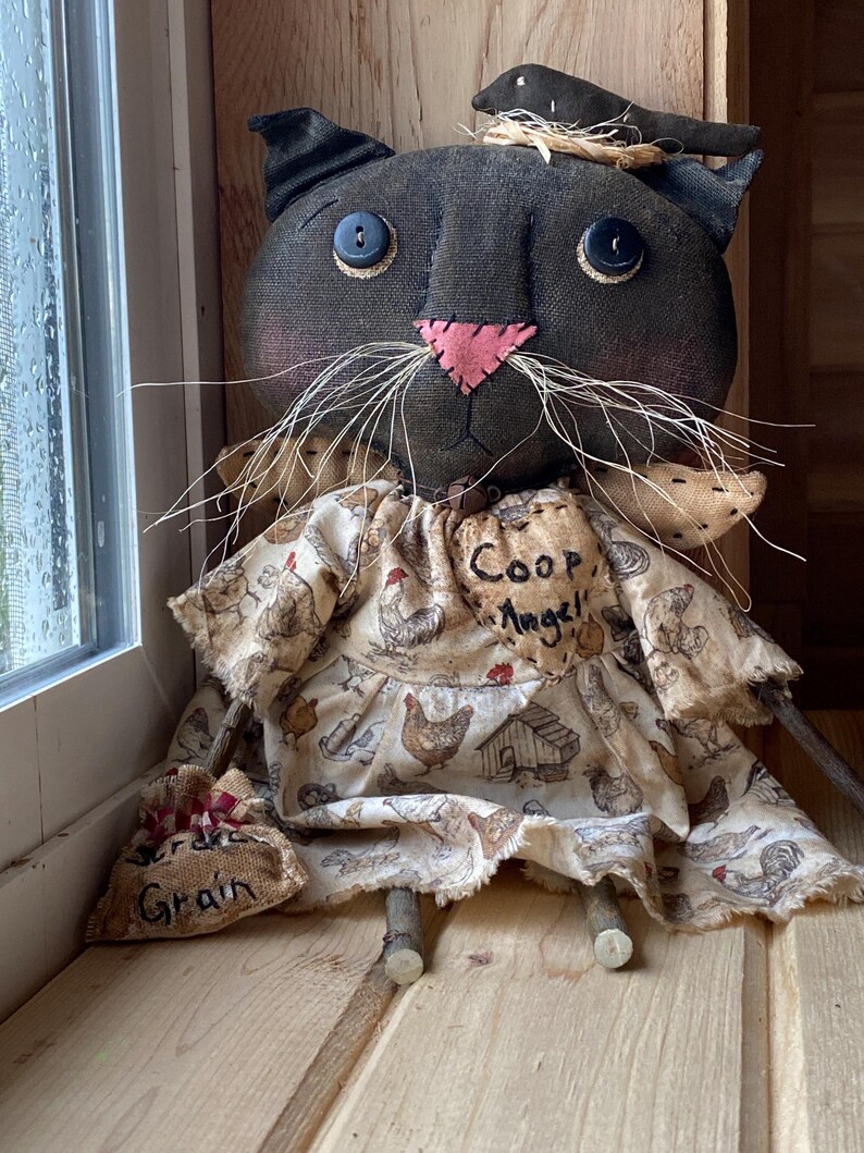 Primitive Grungy Stuffed Muslin Cat Chicken Coop Angel Doll - Etsy