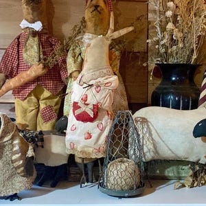 Primitive Handcrafted Muslin Bunny Rabbit With Pocketbook and Willow ...