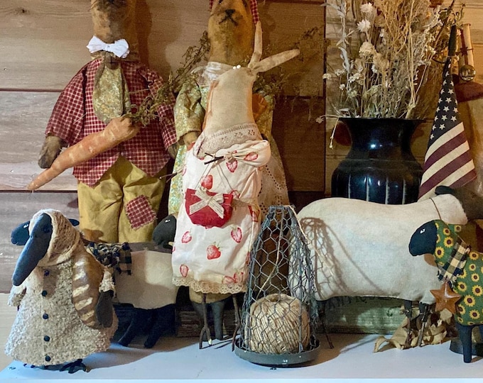 Primitive Easter Bunny Rabbit Home Decor | Primitive Bunny | Hanging ...