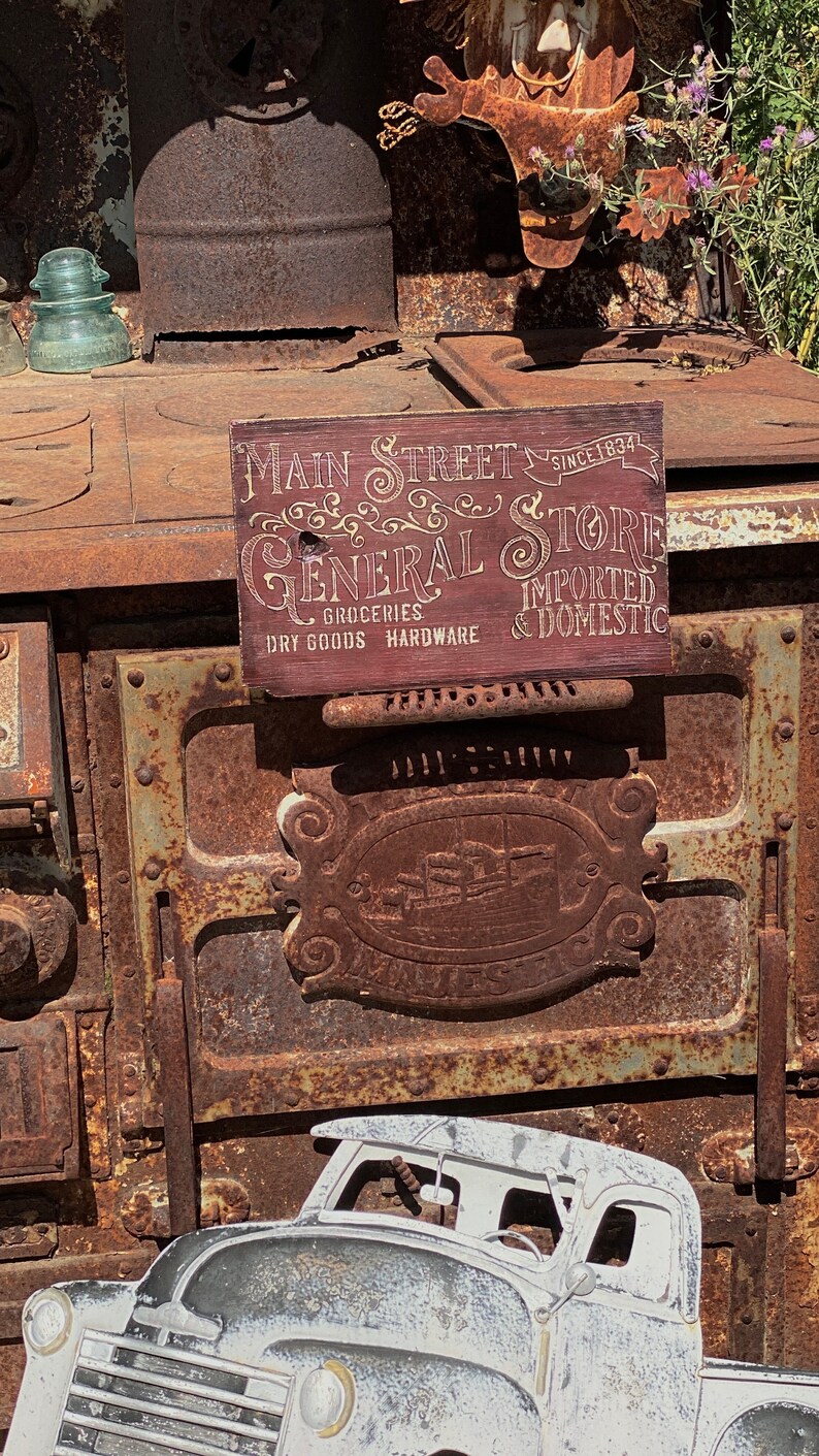 Primitive Old Fashioned Antiqued General Store Sign on Reclaimed Lap ...