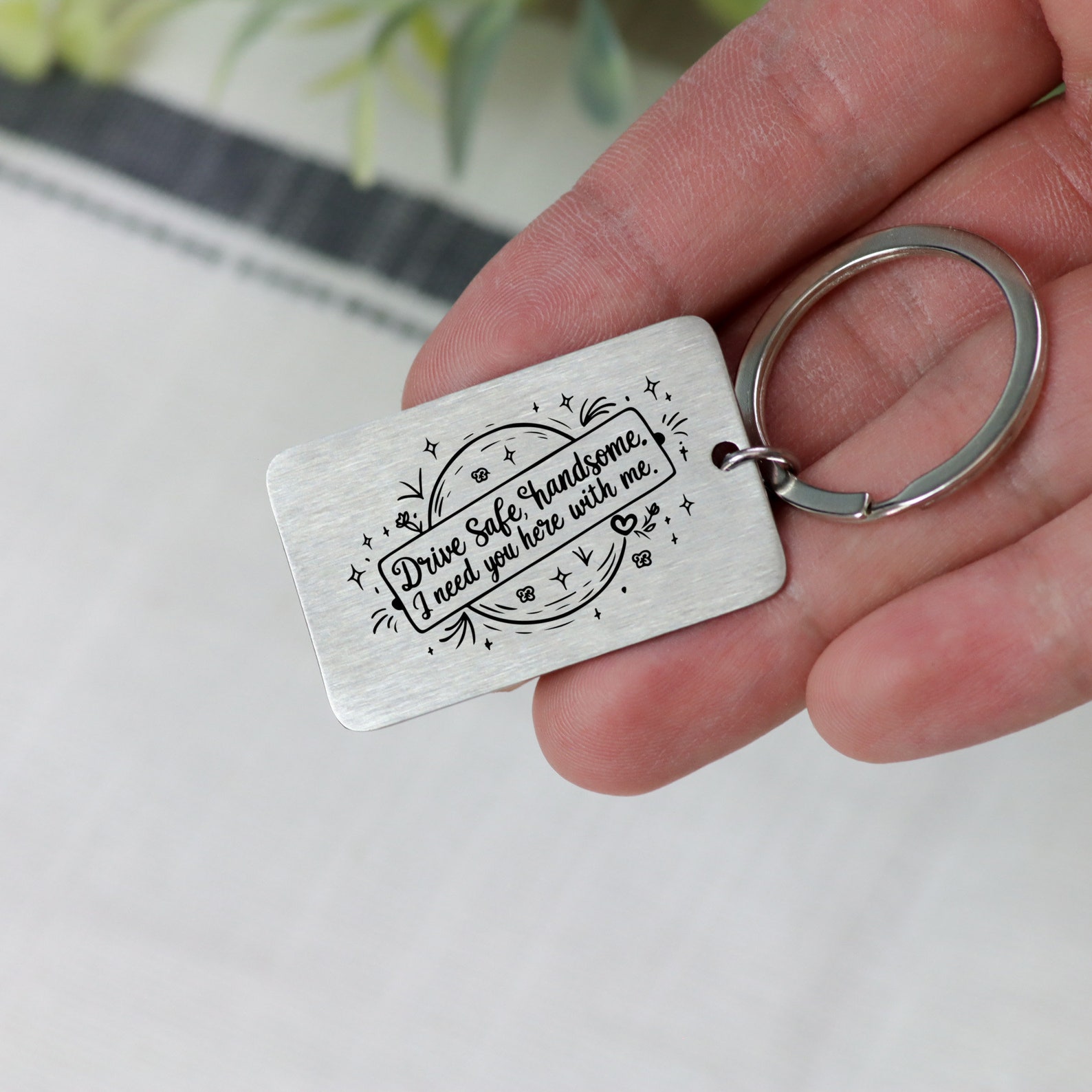 Drive Safe Handsome, Metal Keychain, Just Because Gift, Couple Keychain ...