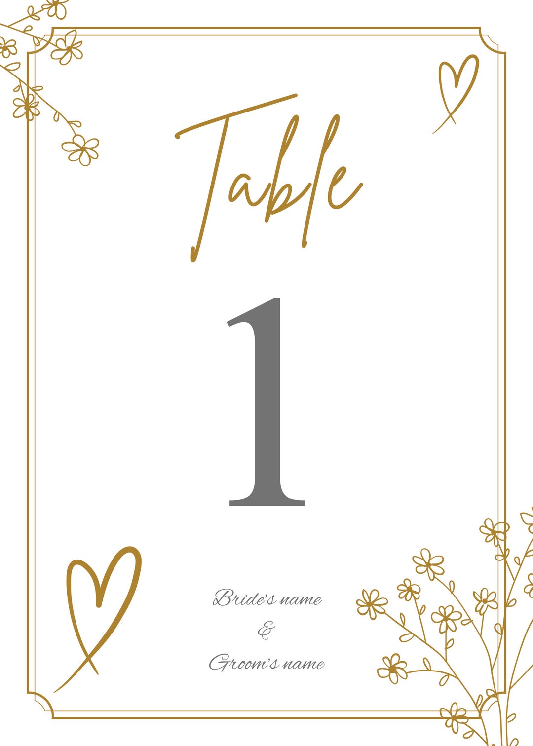 Editable Number Table Template-5x7 - Etsy