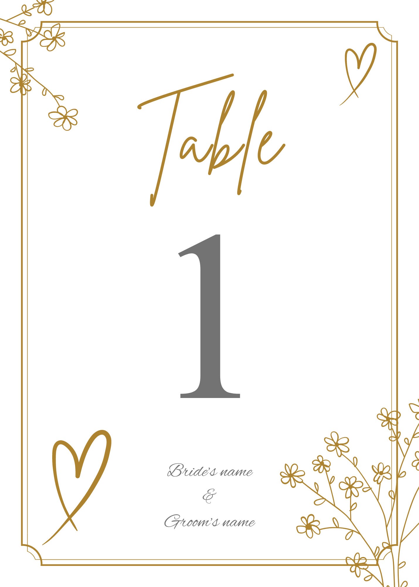 Editable Number Table Template-5x7 - Etsy