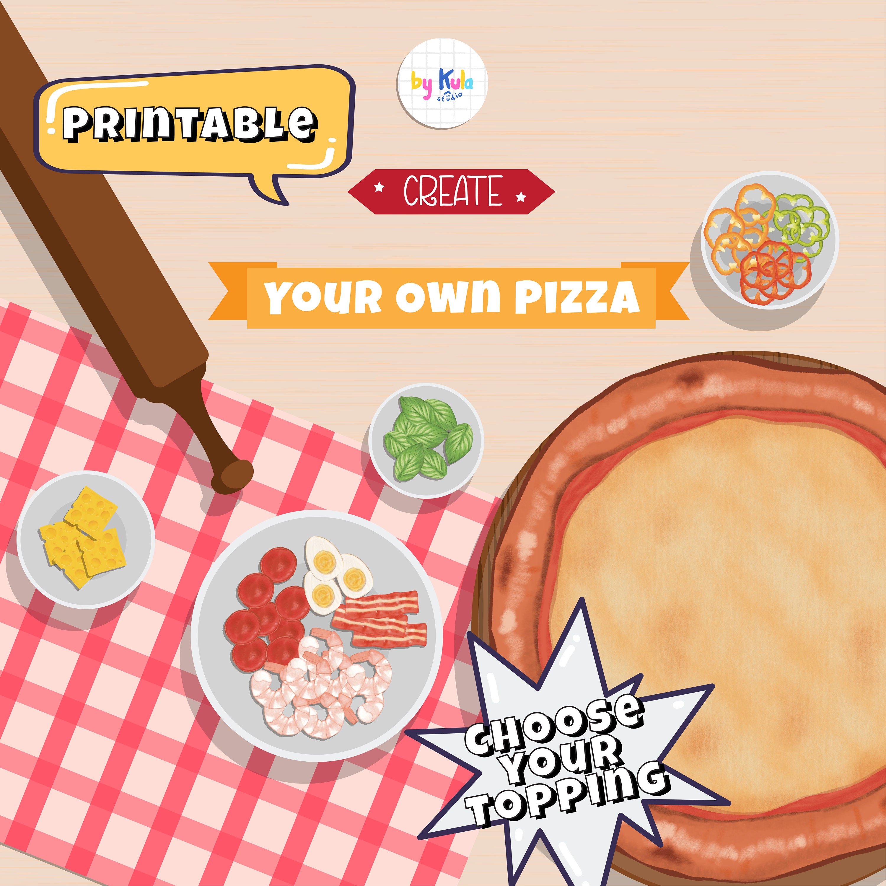 Printable Busy Book Activity: Make A Pizza, Pretend Play, Toddler ...