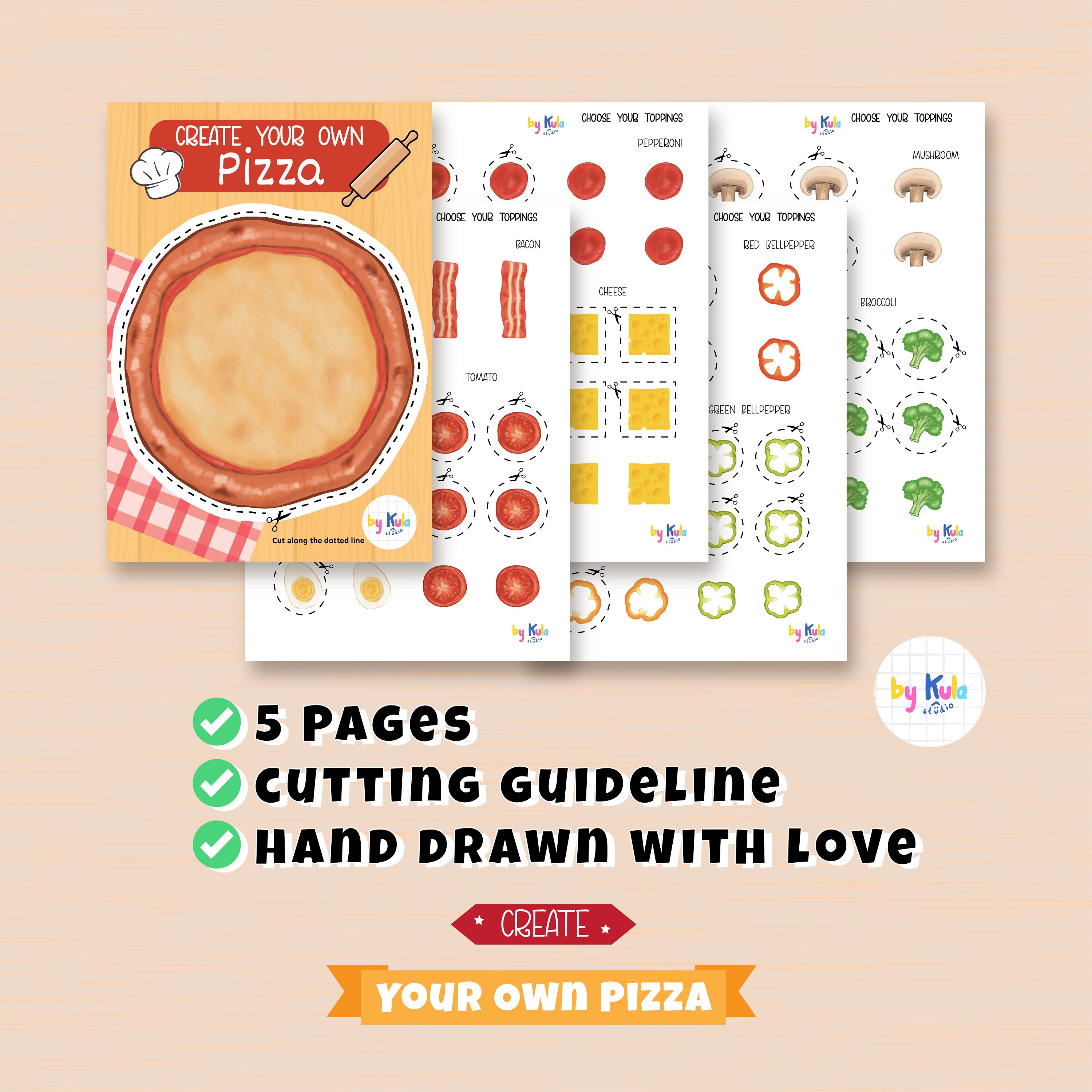 Printable Busy Book Activity: Make A Pizza, Pretend Play, Toddler ...