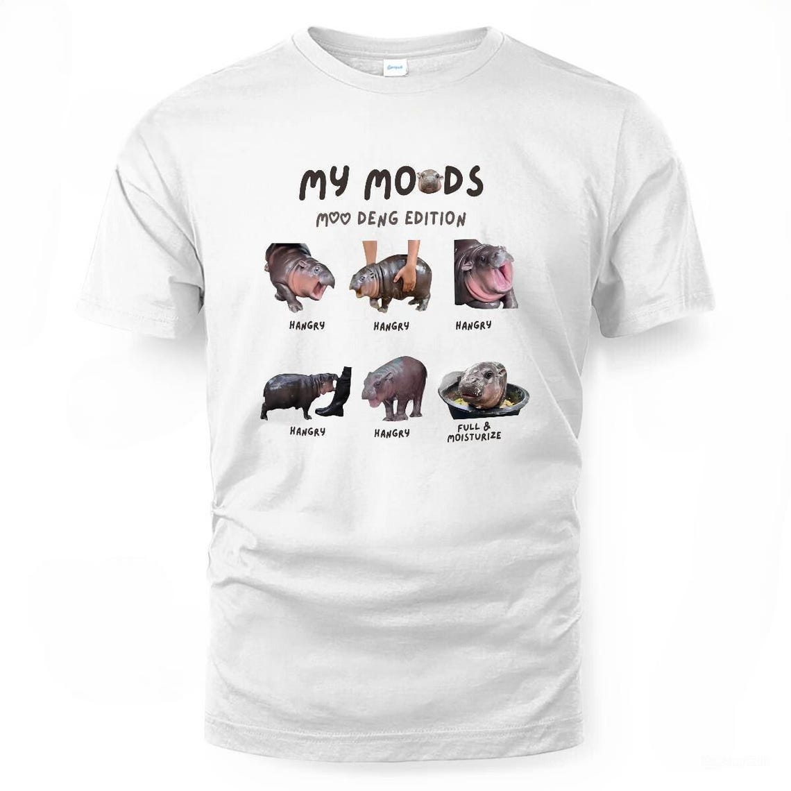 Moo Deng Mood Sassy Hippo Funny Cute Moo Deng Bouncy Pig T-shirt ...