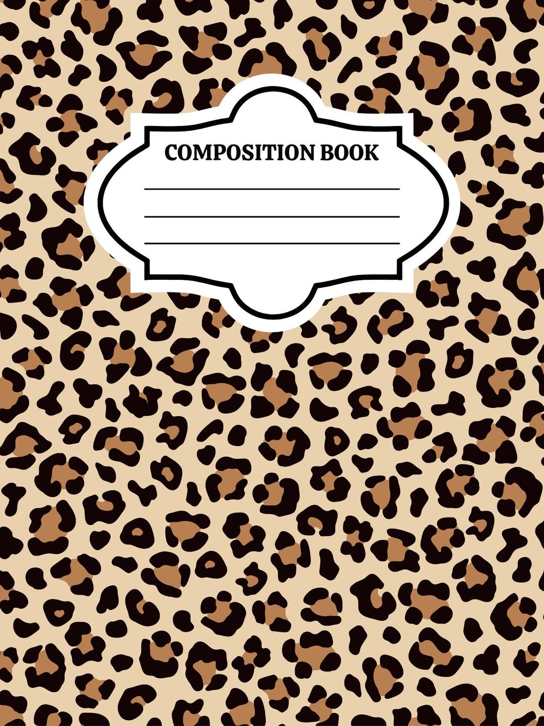 DIGITAL FILE Composition Notebook Cover, Cheetah Print, Back to School ...