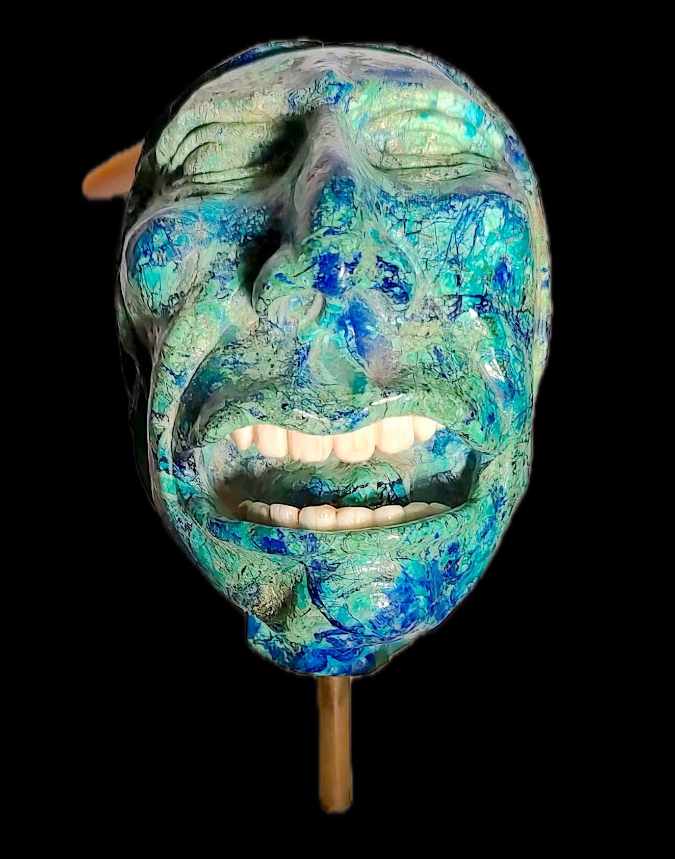 Hand-carved Indian Leader by John Winston | Azurite Malachite Carving ...