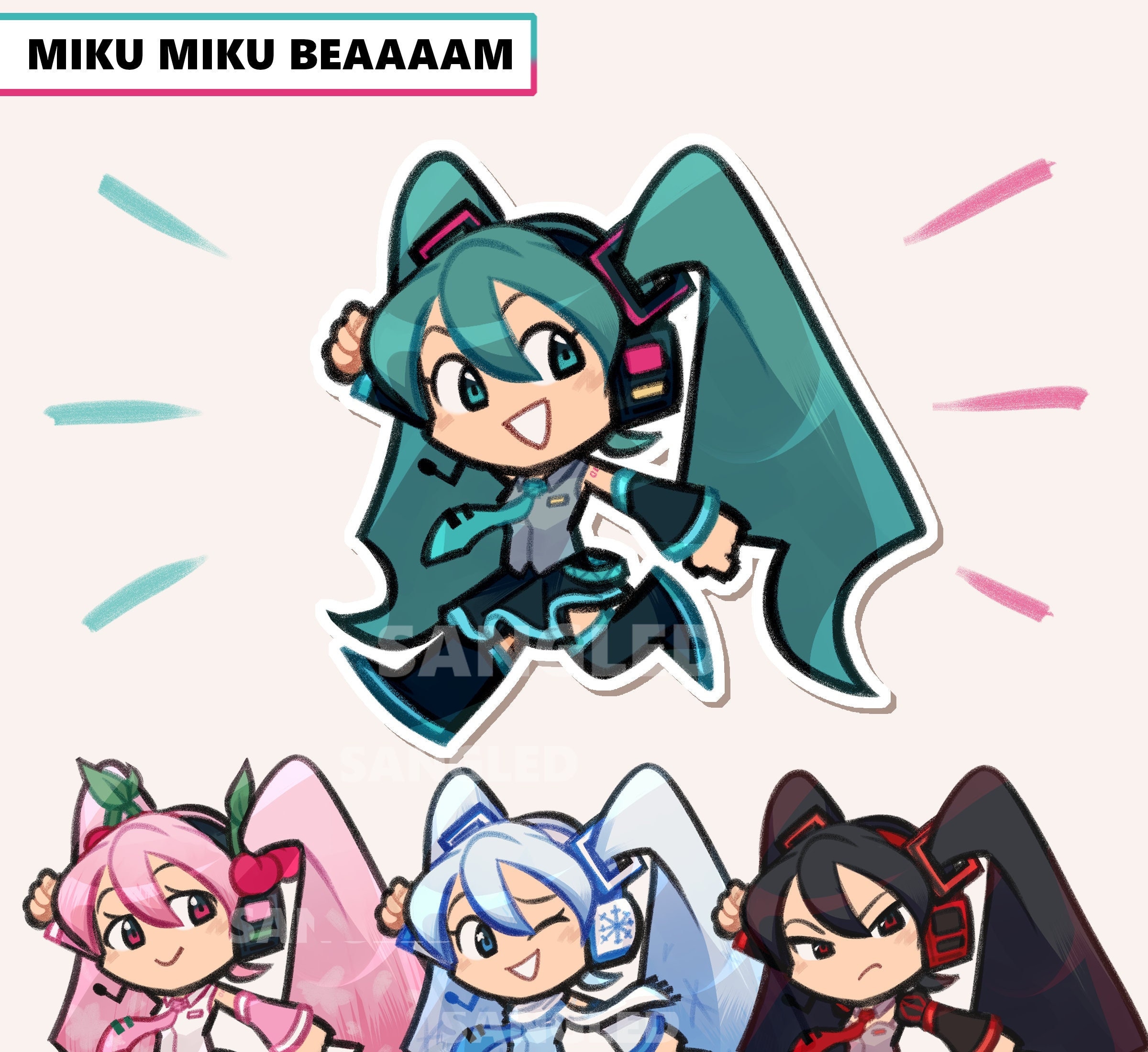 Hatsune Miku Keychain/sticker/button Charms - Etsy