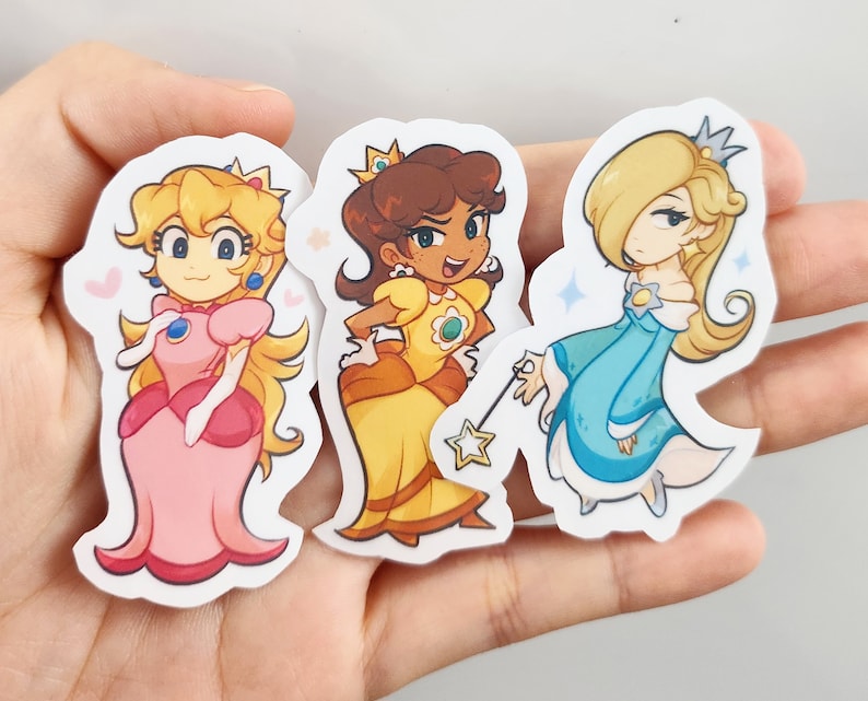 Nintendo Princesses Keychains/stickers/buttons PEACH, DAISY, ROSALINA ...