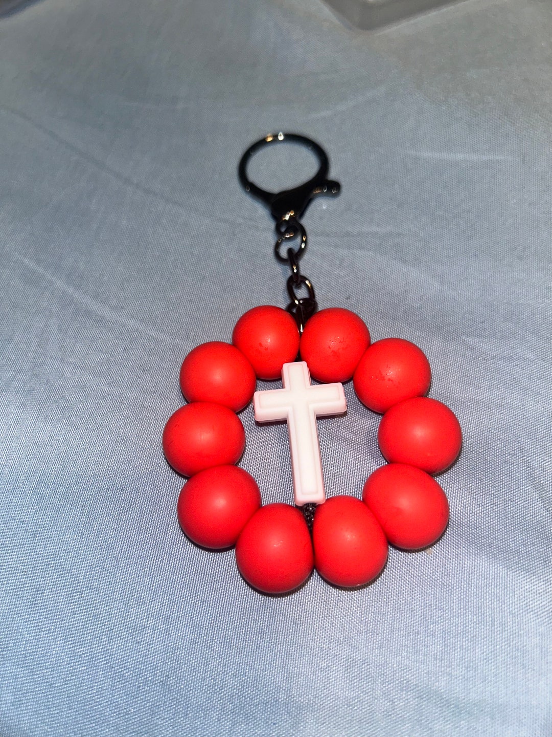 Red and White Cross Keychain - Etsy