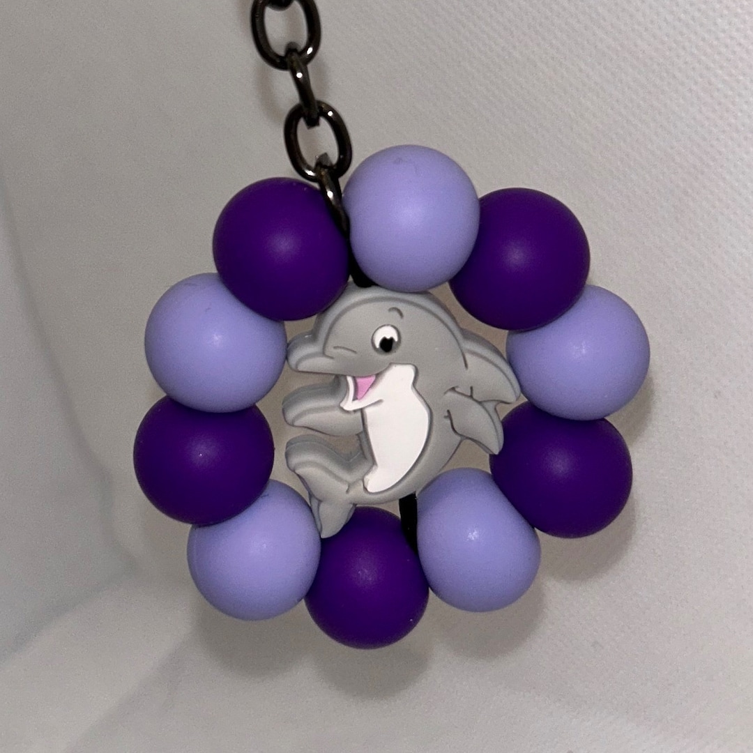 Purple Dolphin Beaded Keychain - Etsy