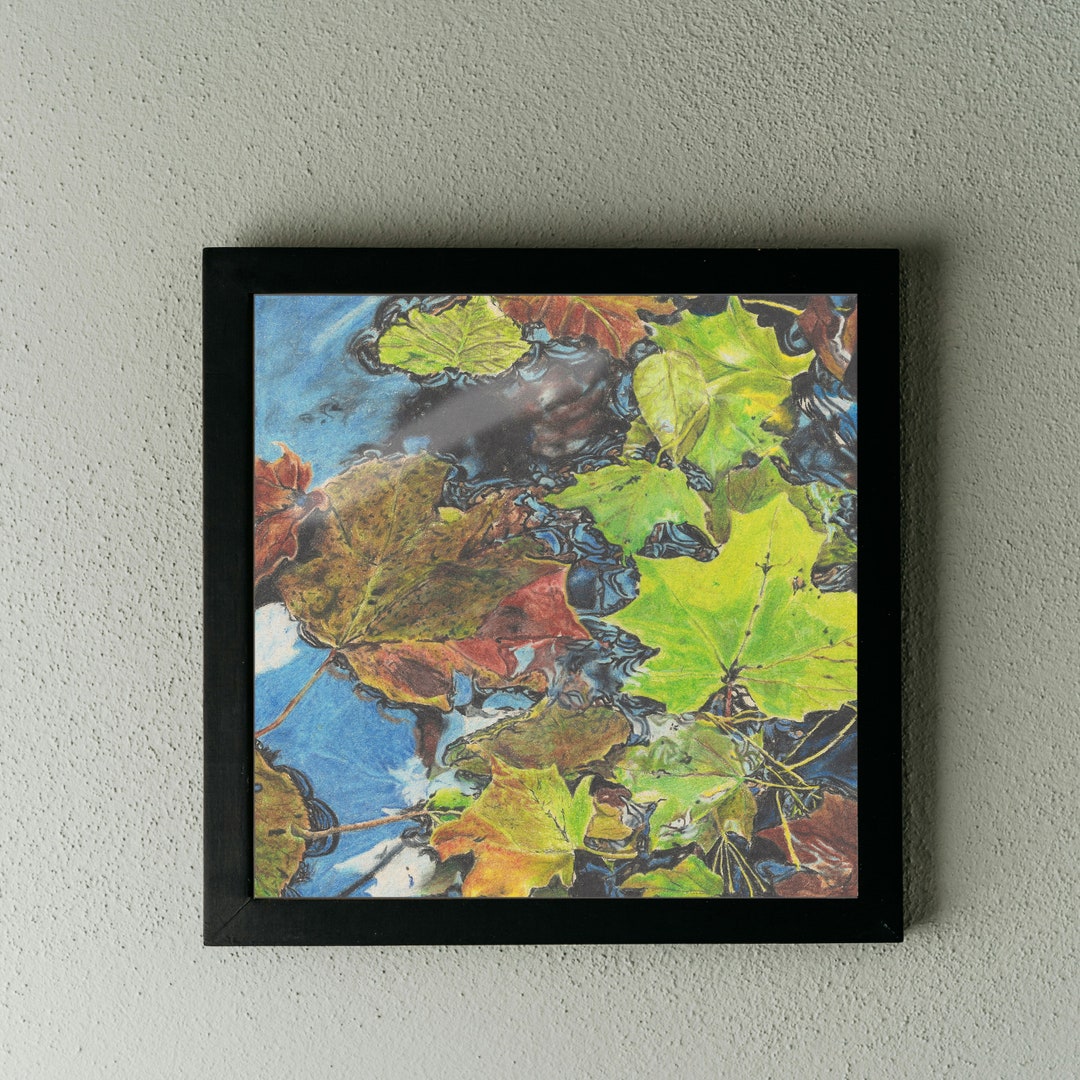 Printable Colored Pencil Autumn Leaves Drawing, Nature Art Print ...